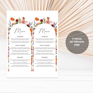 Baby in Bloom Menu Template: Editable Wildflower Boho Floral Bab260 - Etsy