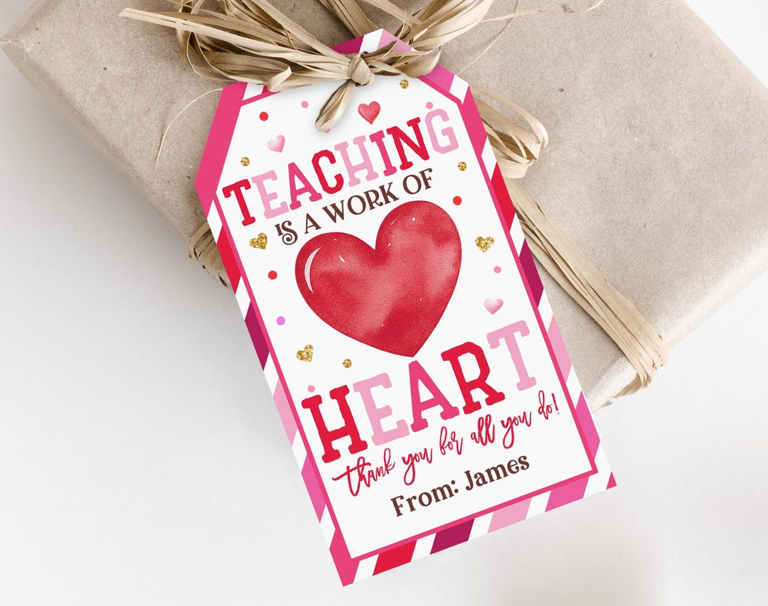 Teacher Gift Tags: Heart Thank You Design - Digital Printable Est ...