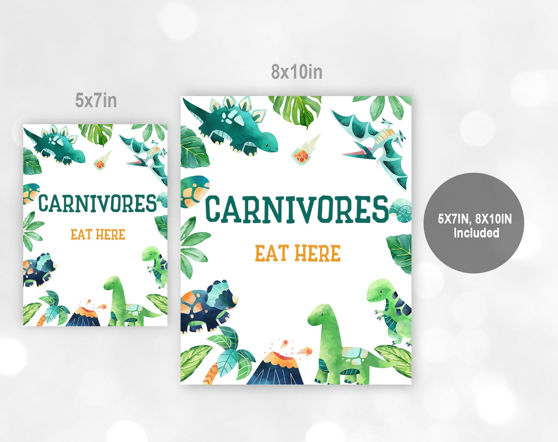 Carnivores Dinosaur Food Table Sign Cute Dino Birthday Sign - Etsy