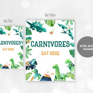 Carnivores Dinosaur Food Table Sign Cute Dino Birthday Sign Baby Boy ...