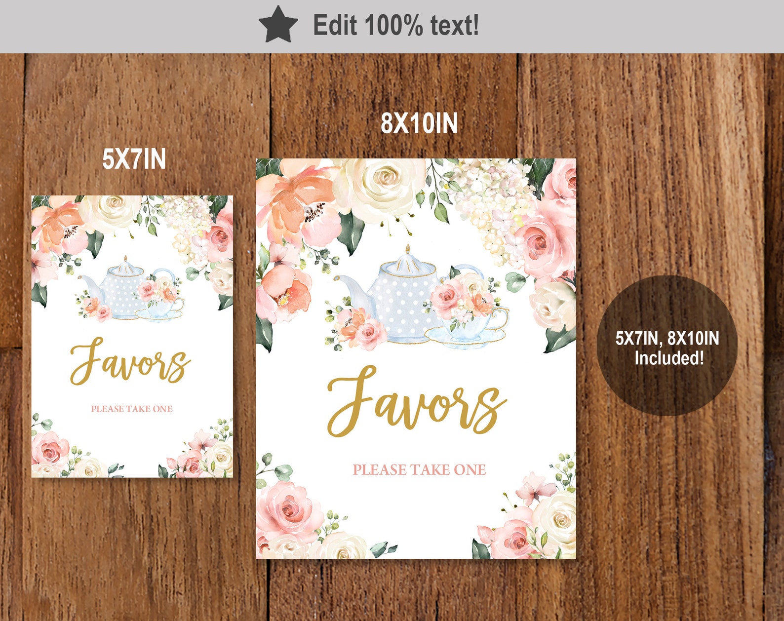 Tea Party Favor Sign Baby Shower Take a Favor Sign 5x7in - Etsy