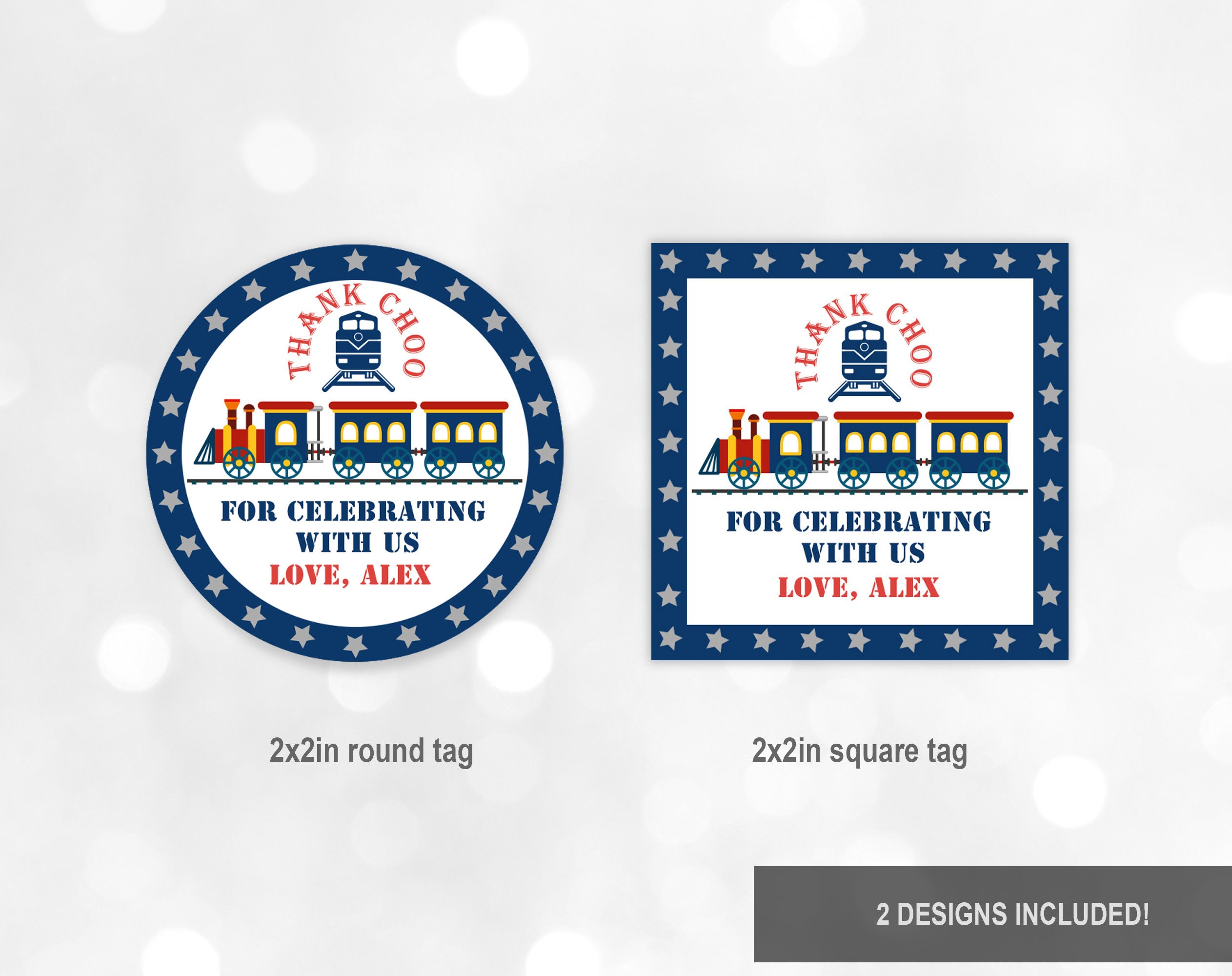 Train Birthday Sticker Train Tag Train Label Circle Square - Etsy
