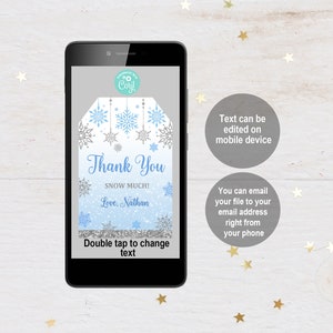 Winter Snowflake Birthday Thank You Favor Tags Template Thank You Favor ...