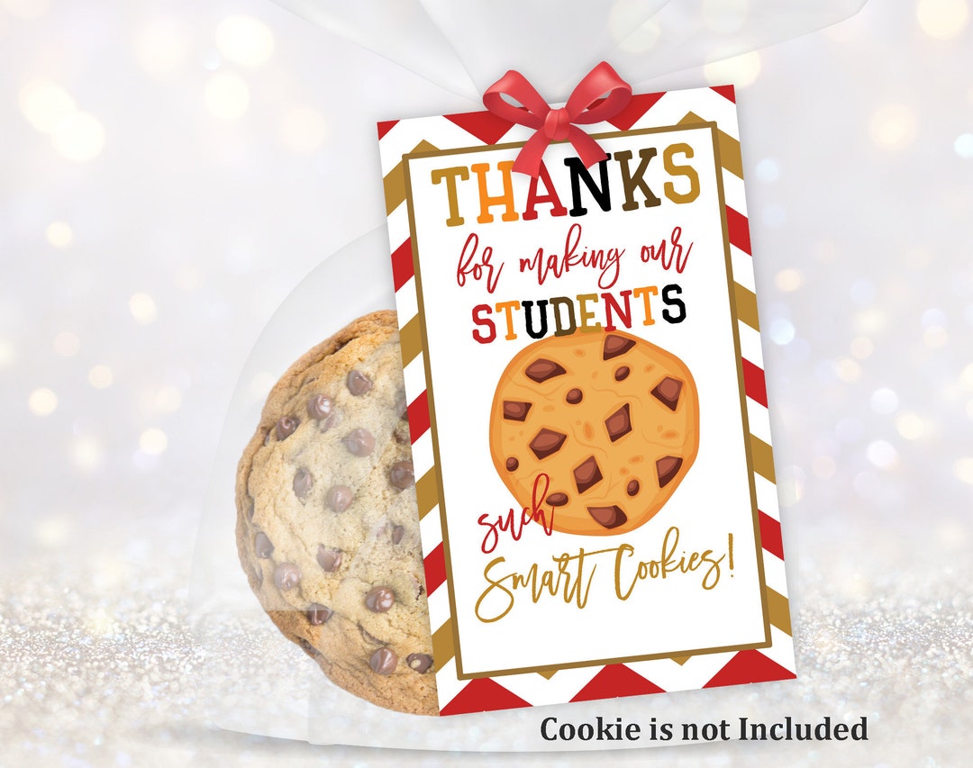 Teacher Appreciation Tags Cookie Teacher Gift Tag Cookie Thank You Tag ...