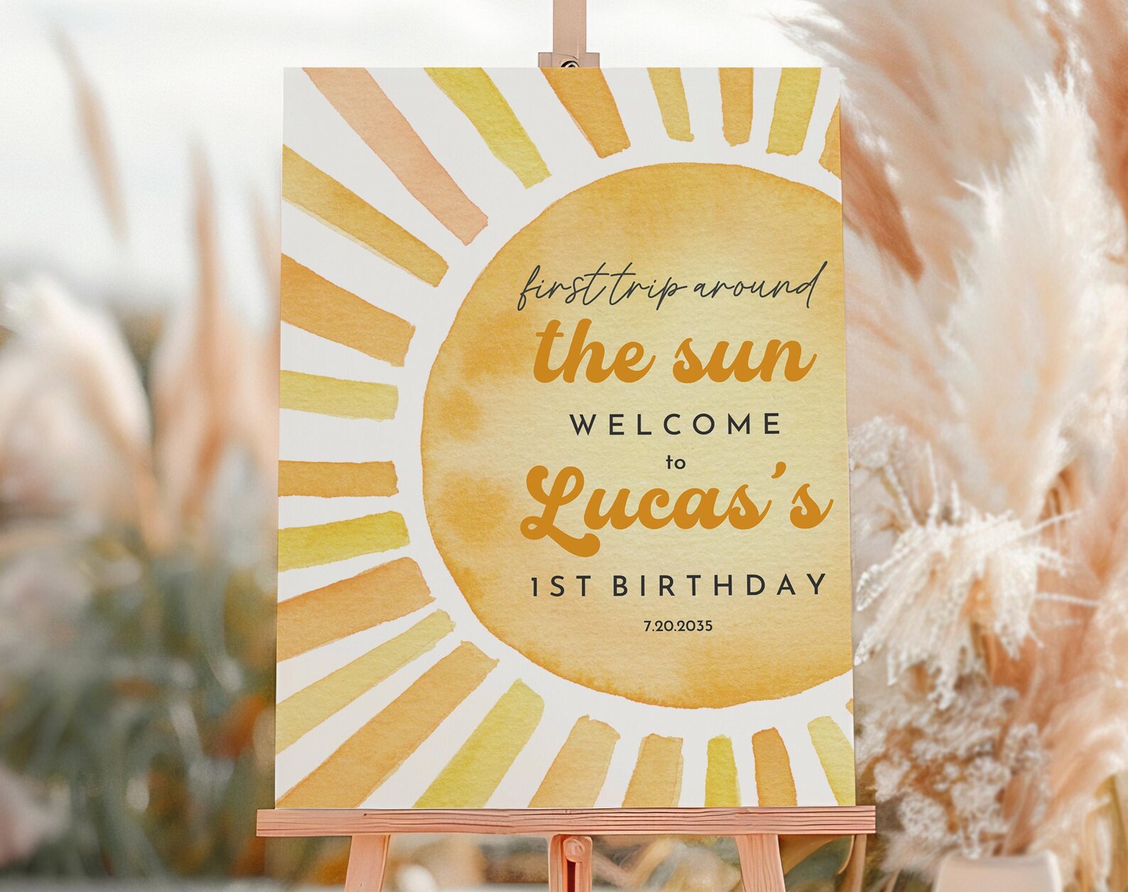 Welcome Birthday Sign: Boho Sun Design - Editable Canva Template - Etsy