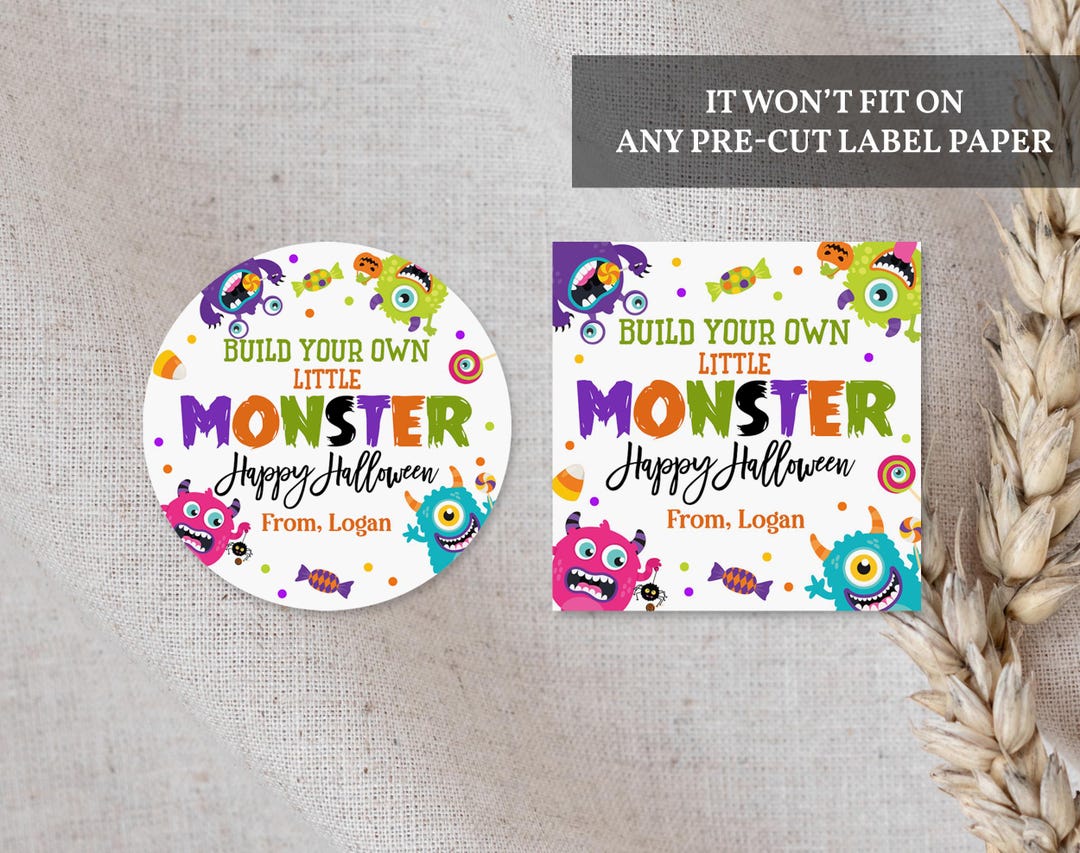 Halloween Monster Labels Build Your Own Monster Tag Halloween Treat Bag ...
