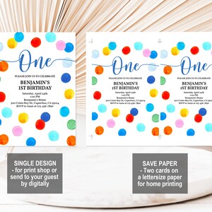 Rainbow Polka Dot Birthday Invitation Watercolor Spots Birthday Invite ...