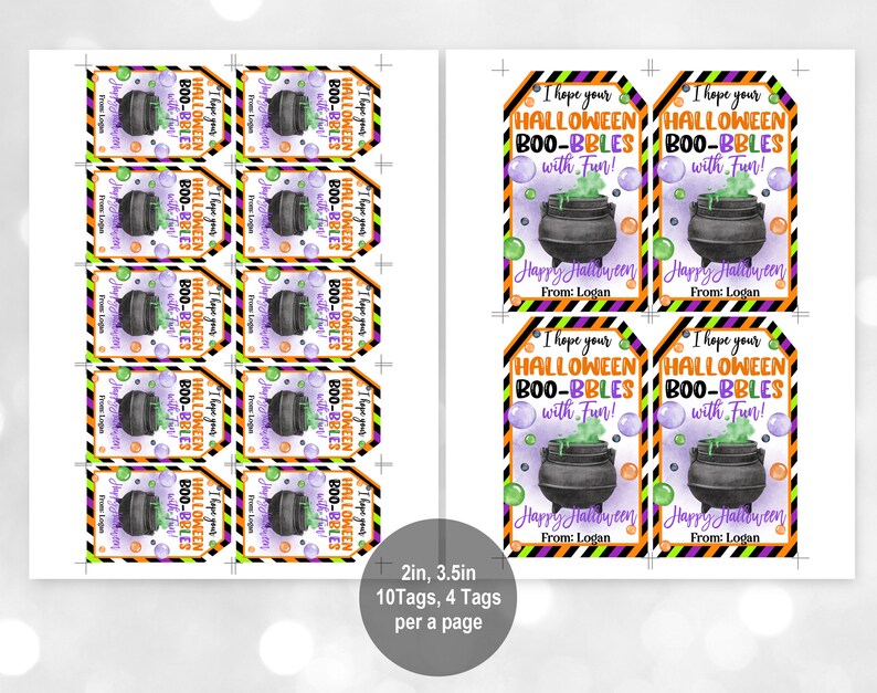 Halloween Bubble Tags: Editable Kids Favor Labels - Printable Download ...