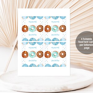 Donut Food Labels Blue Donut Baby Shower Buffet Food Tent Card - Etsy