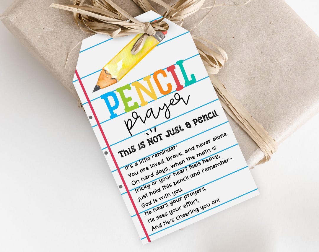 Prayer Tag: Back to School Pencil Design (editable Printable PDF Bst63 ...