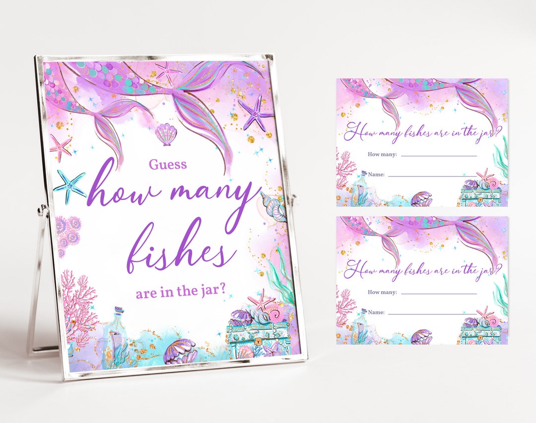 Mermaid Guess How Many Game Mermaid Baby Shower Sea Guessing Game Sign ...