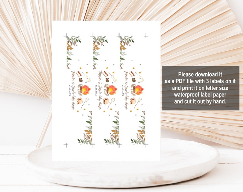 Editable S'mores Baby Shower Labels - Rustic Fall Bonfire Bottle ...