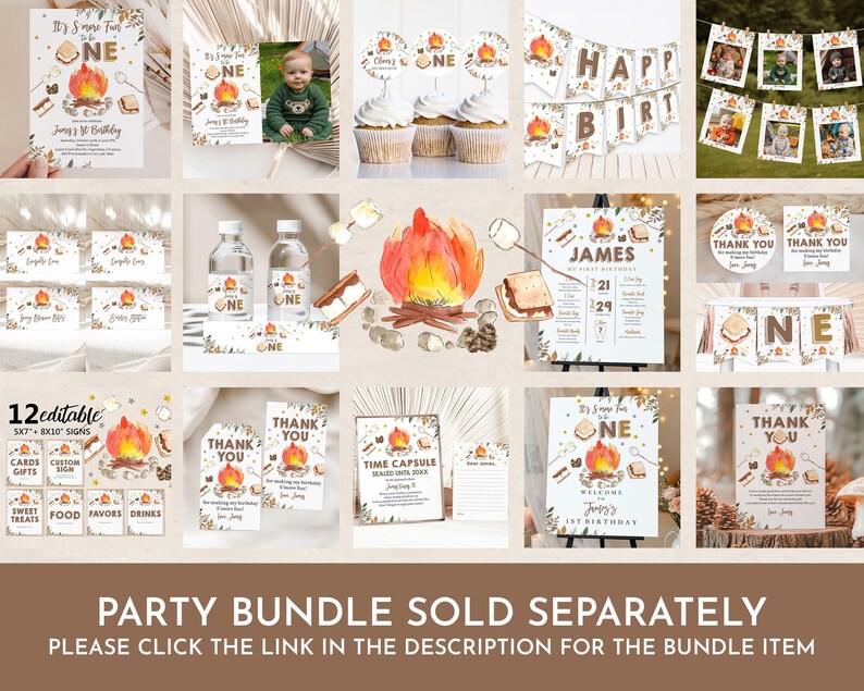 S'mores Birthday Thank You Card: Campfire Party Printable 5x7 Bir383 ...