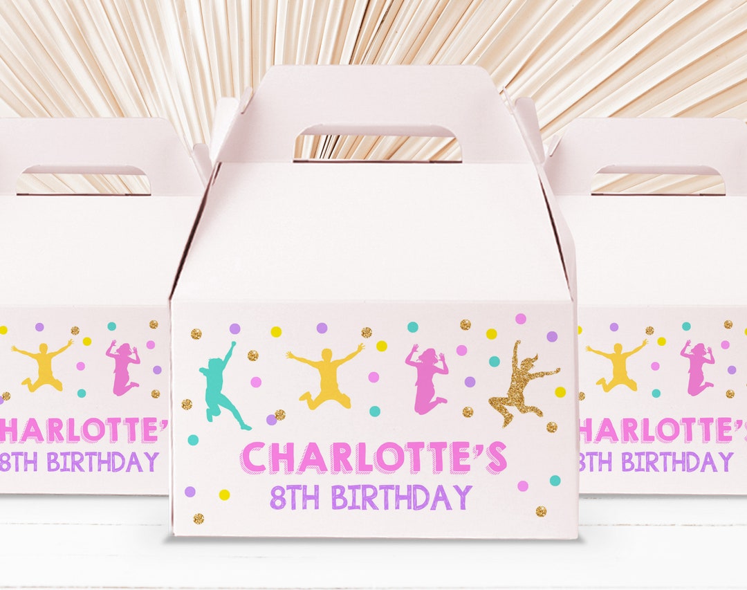 Jump Birthday Party Gable Box Trampoline Party Label Jump Gable Box ...