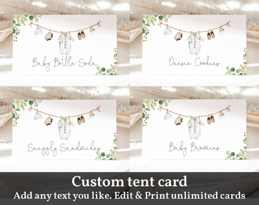 Gender Neutral Baby Clothes Food Tent Card Food Label Laundry Baby ...