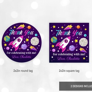 Outer Space Favor Sticker Favor Tag Astronaut Party Label Round Square ...