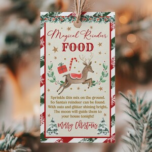 Editable Magical Reindeer Food Tag Christmas Reindeer Food Tags ...