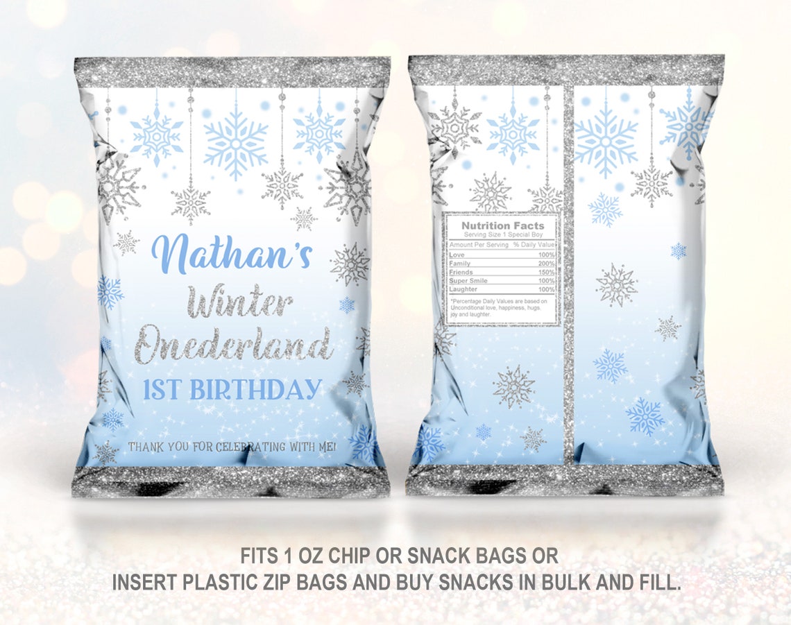 WINTER CHIP BAG Winter Wonderland 1st Birthday Winter Potato - Etsy