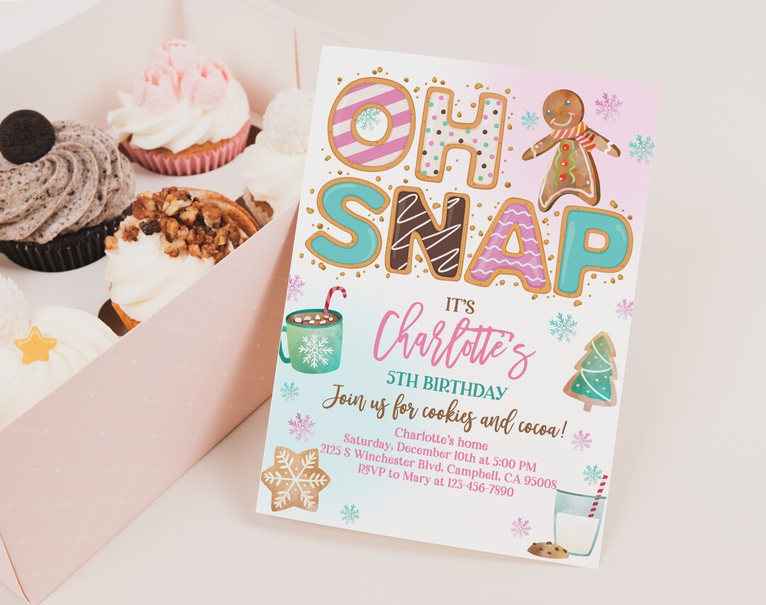 Christmas Cookie Birthday Invitation Oh Snap Cookie Decoration Exchange ...