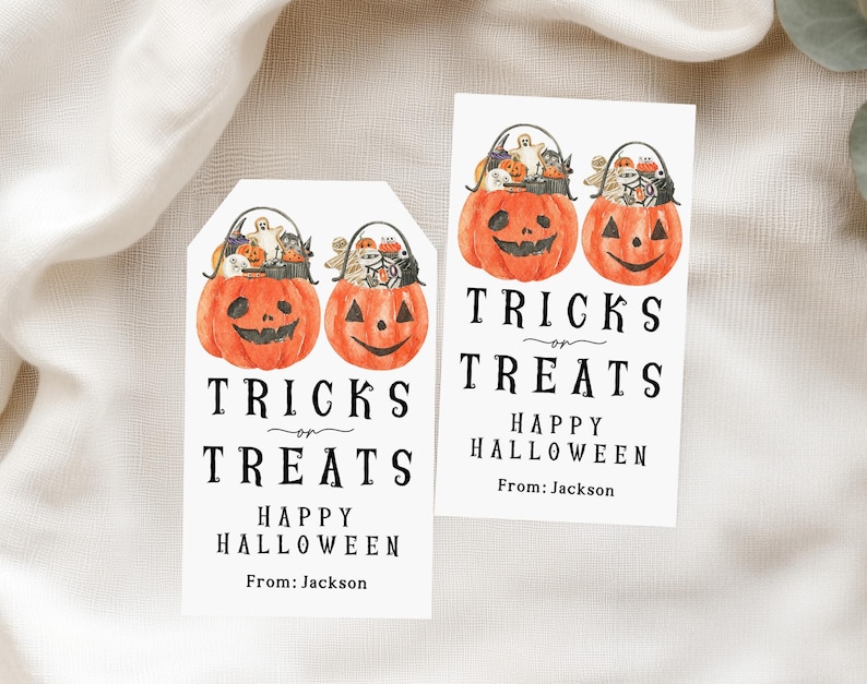 Halloween Favor Tags, Editable Printable Treat Labels (2x3.5in PDF) - Etsy