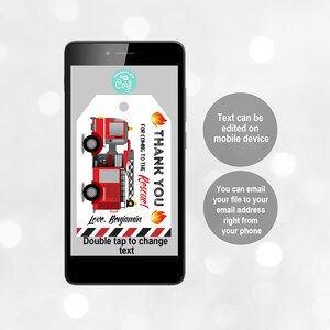 Fire Truck Birthday Favor Tags Fire Truck Thank You Tags EDITABLE ...