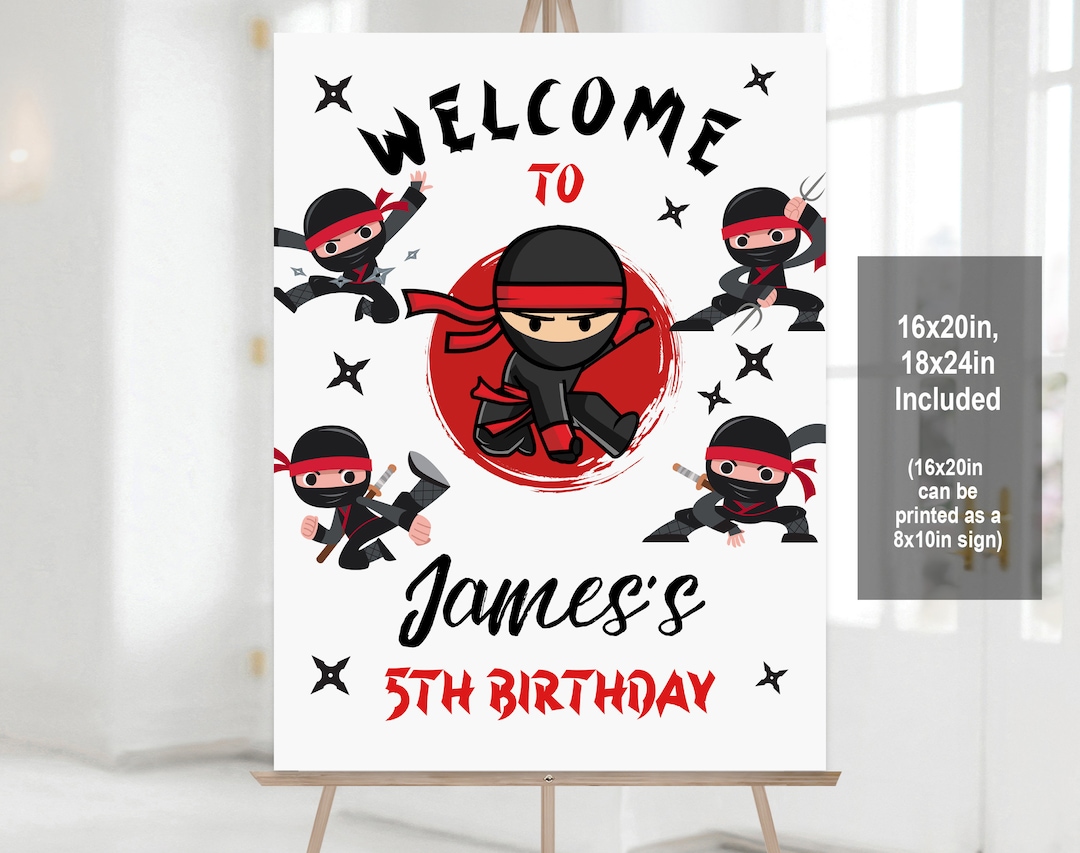 Ninja Birthday Welcome Sign Ninja Warrior Party Decor Karate Boys ...