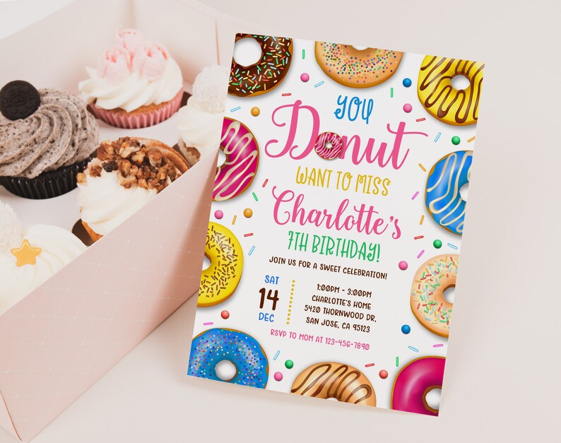 Donut Birthday Invitation: Sweet Celebration Party Invite Bir160 - Etsy