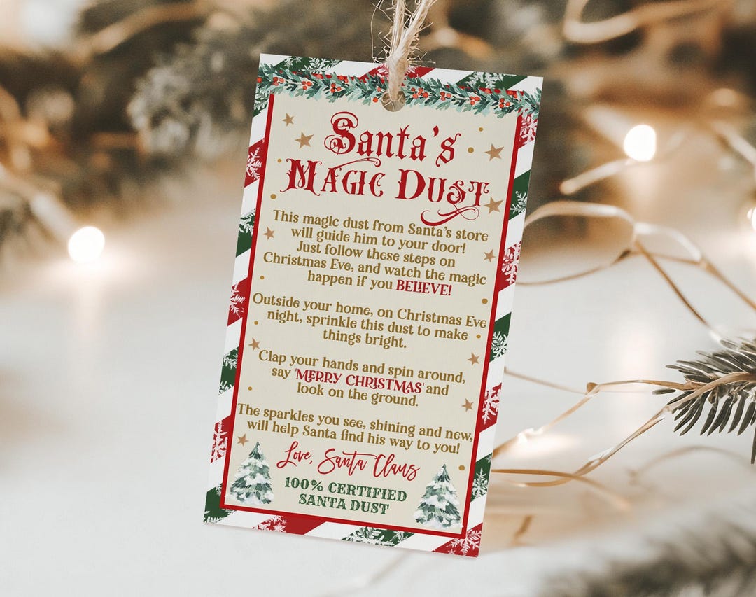 Editable Santa's Magic Dust Tag Printable Christmas Gift Tag Christmas ...