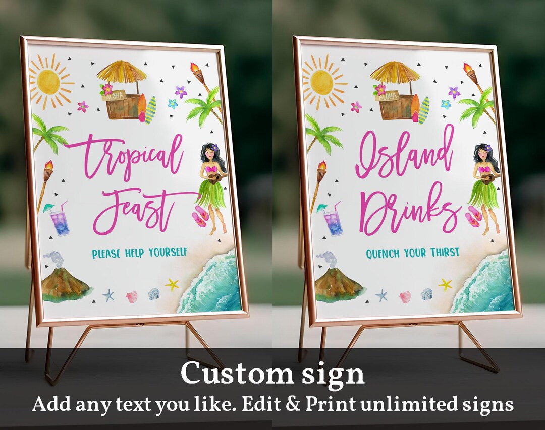 Hawaiian Luau Party Table Custom Sign Pineapple Party Aloha Summer ...