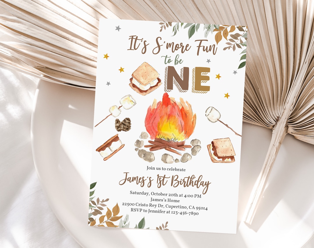 S'more 1st Birthday Invitation S'more Party Invite Camping Party ...