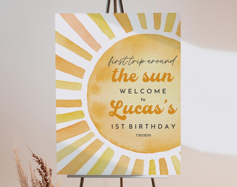 Welcome Birthday Sign: Boho Sun Design - Editable Canva Template - Etsy