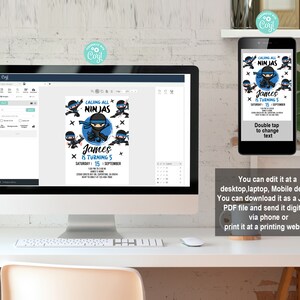 Ninja Birthday Invitation Martial Arts Invite Ninja Party Printable ...