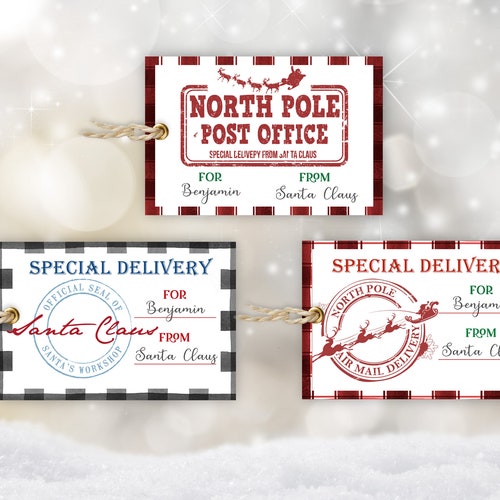 Editable North Pole Express Delivery Christmas Gift Tag - Etsy