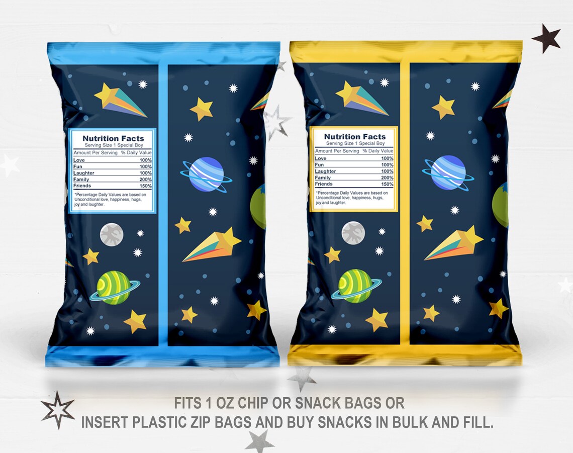 Outer Space Chip Bag Planets Rocket Ship Astronaut Favor Bag | Etsy