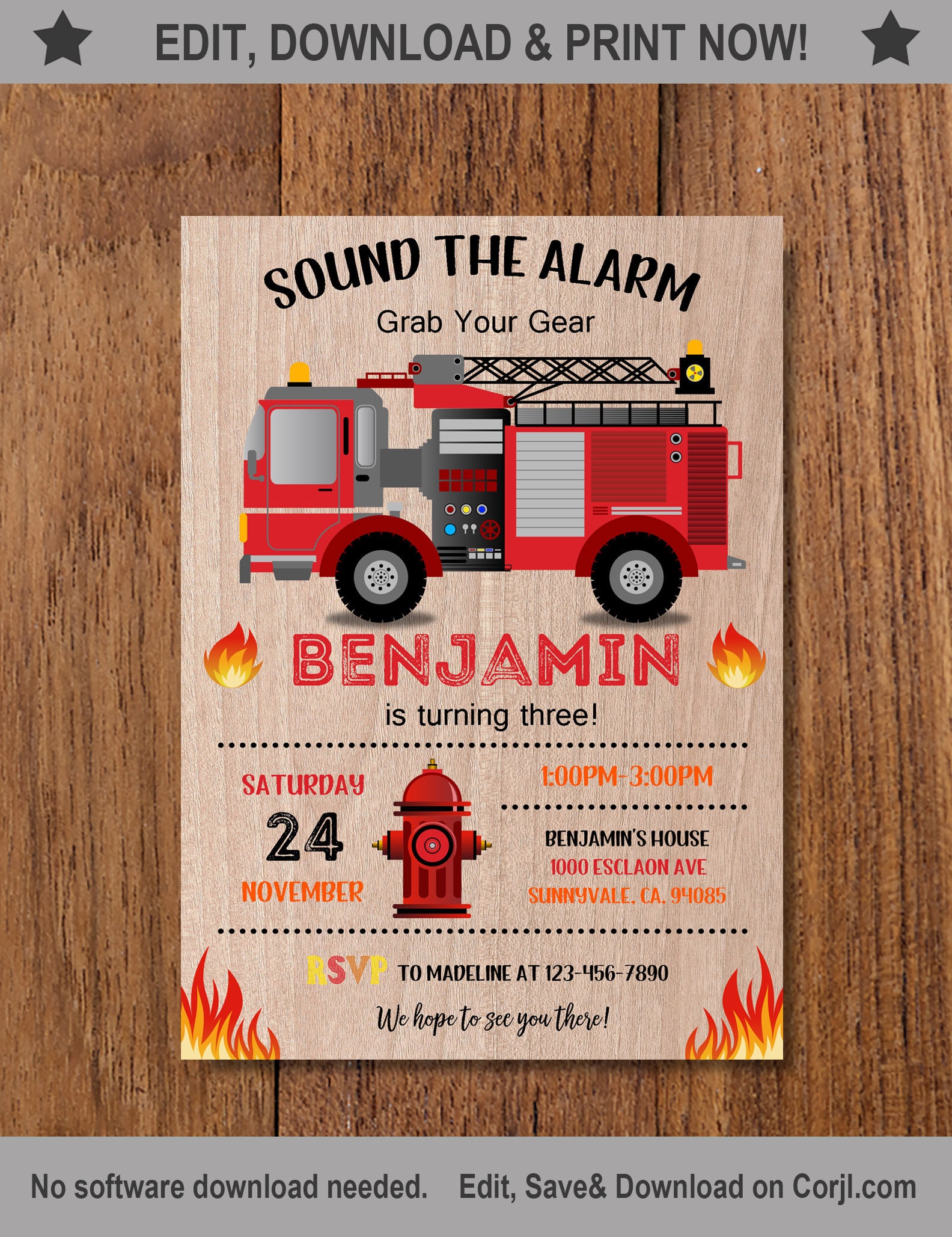 Party Supplies Paper & Party Supplies Firefighter Party Printable Party ...