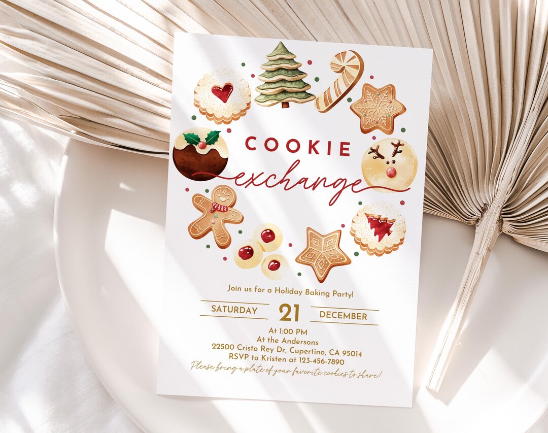 Christmas Cookie Party Invitation, Gingerbread Design (editable ...