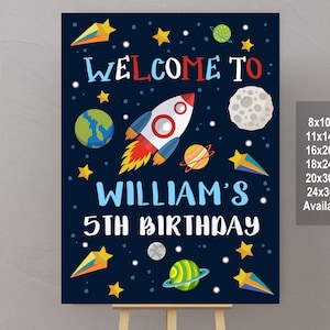 Outer Space Welcome Sign Set Astronaut Birthday Sign Bundle Planets ...