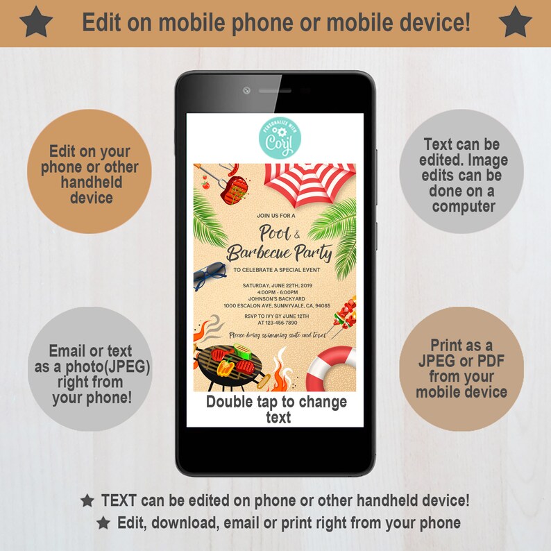 BBQ and Pool Party Invitation Grill Chill Invite Backyard Bbq - Etsy