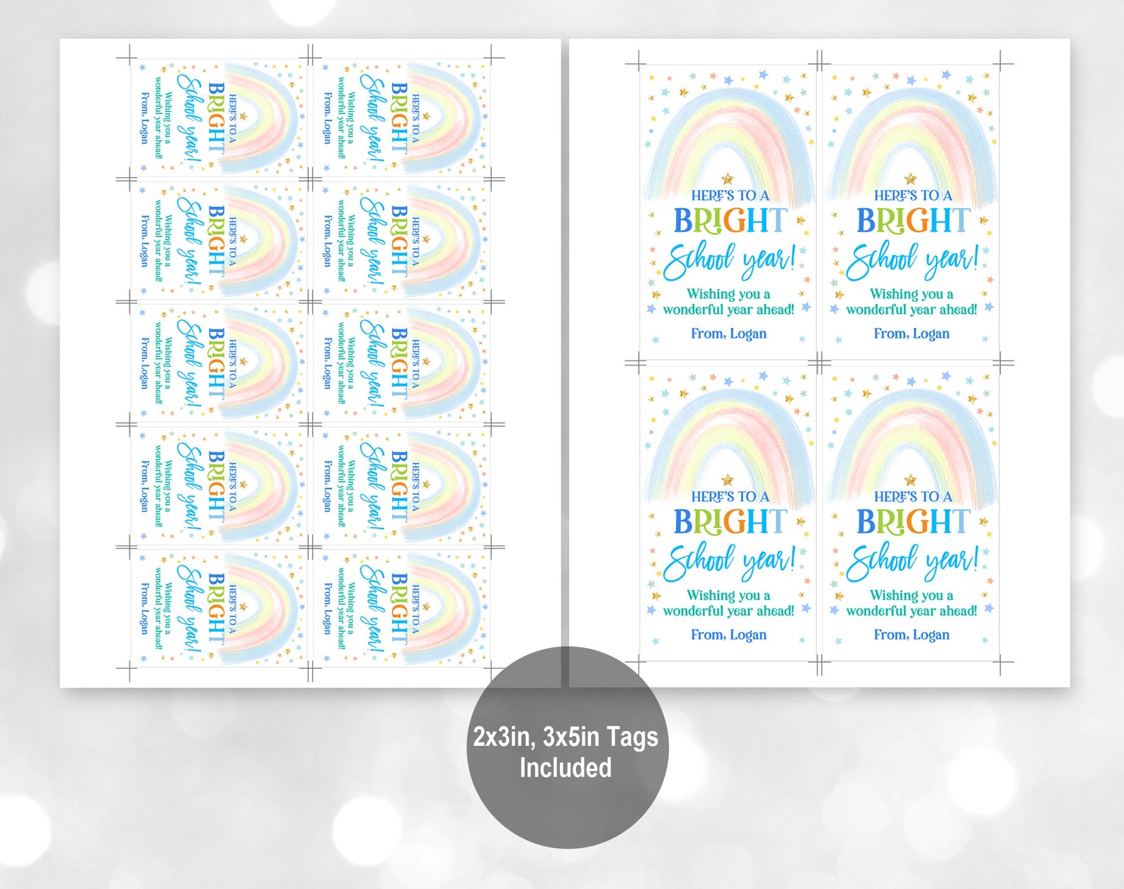 Rainbow Back to School Tag Bright School Year Tag First Day of - Etsy