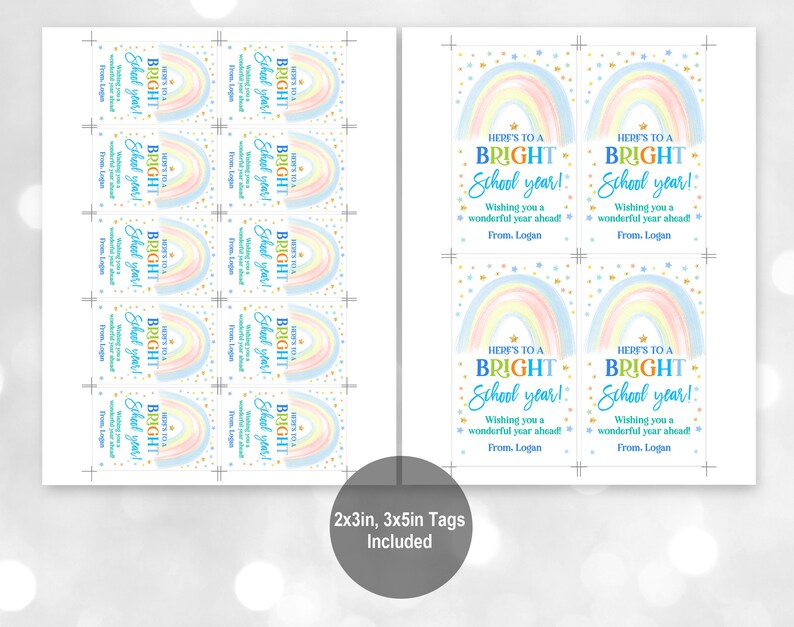 Rainbow Back to School Tag Bright School Year Tag First Day of - Etsy