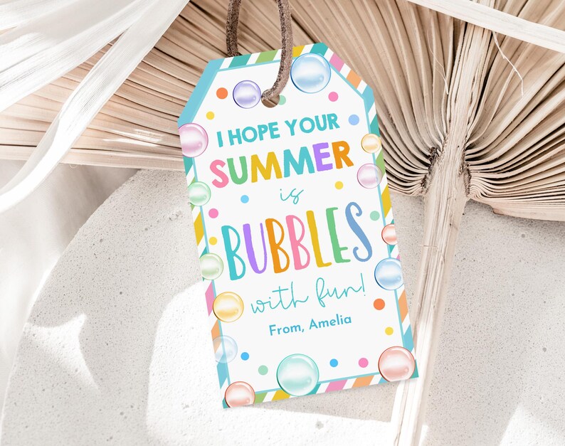 Bubble Favor Tags: End of School Year Printable (editable Summer Labels ...