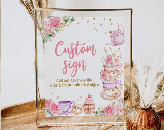Tea Party Custom Sign Printable Tea Birthday Baby Shower Table - Etsy