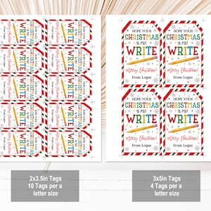 Christmas Pencil Gift Tag Just Write Holiday Pencil Tags Student ...