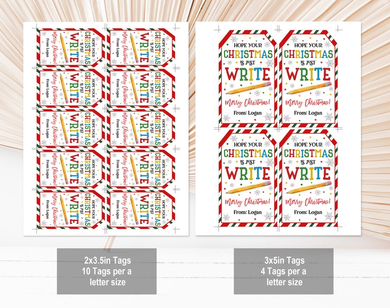 Christmas Pencil Gift Tag Just Write Holiday Pencil Tags - Etsy