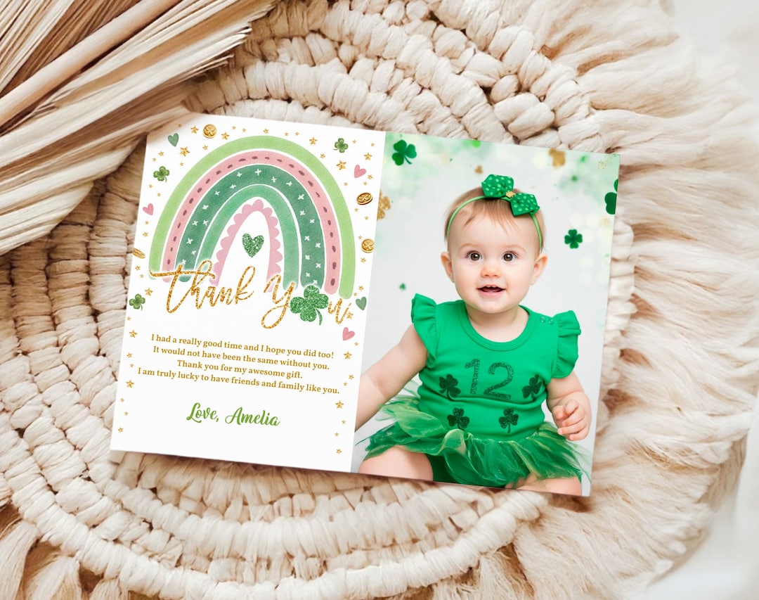St. Patrick's Day Birthday Thank You Card St Patricks Day Thank You ...