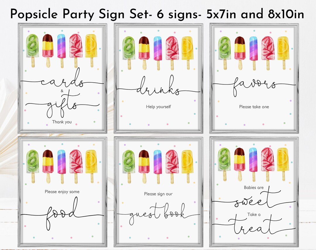 Popsicle Party Table Signs: Editable Summer Birthday Baby Shower Decor ...
