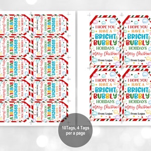 Christmas Bubble Tag Bright & Bubbly Holidays Tag Christmas Favor Tag ...