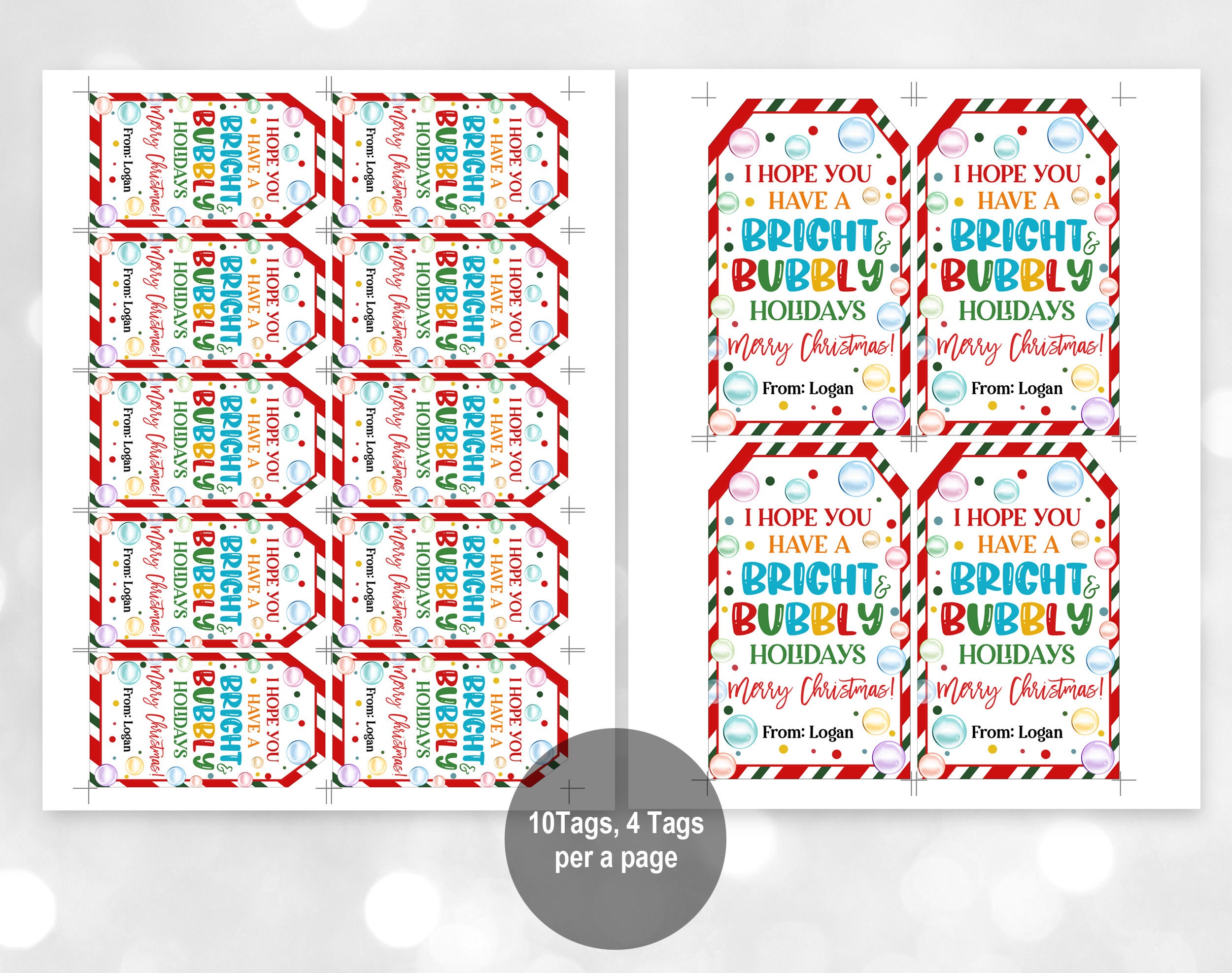 Christmas Bubble Tag Bright & Bubbly Holidays Tag Christmas - Etsy