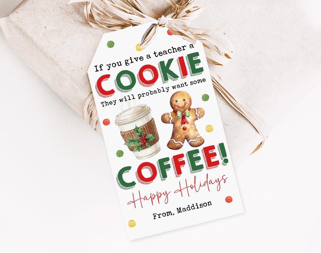Teacher Coffee Gift Tag, Printable Cookie Design (back to School Cht109 ...