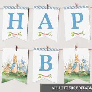 Peter Rabbit Happy Birthday Banner Peter Rabbit Banner - Etsy